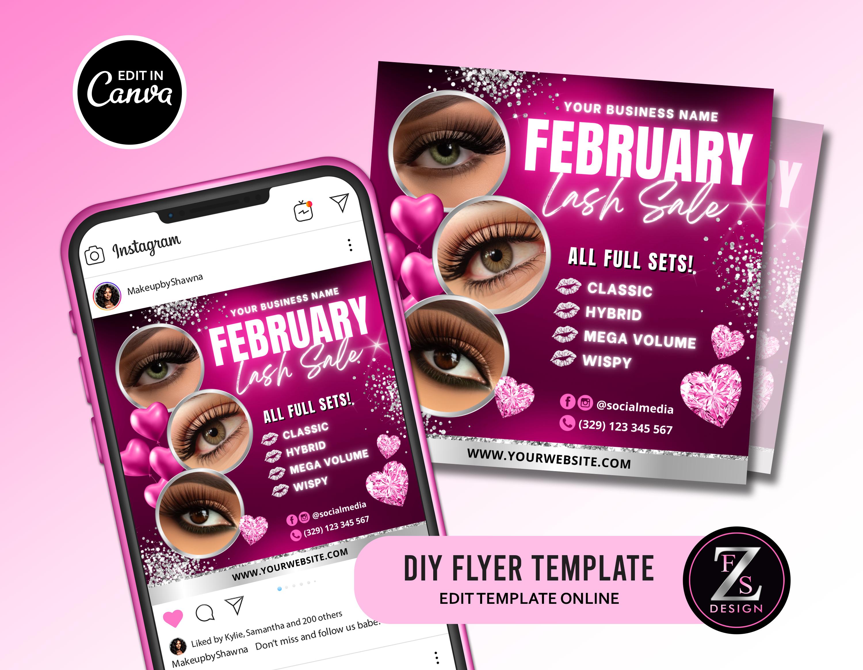 February Lash Sale Flyer, V-day Flyer, DIY Lash Extensions Flyer ...