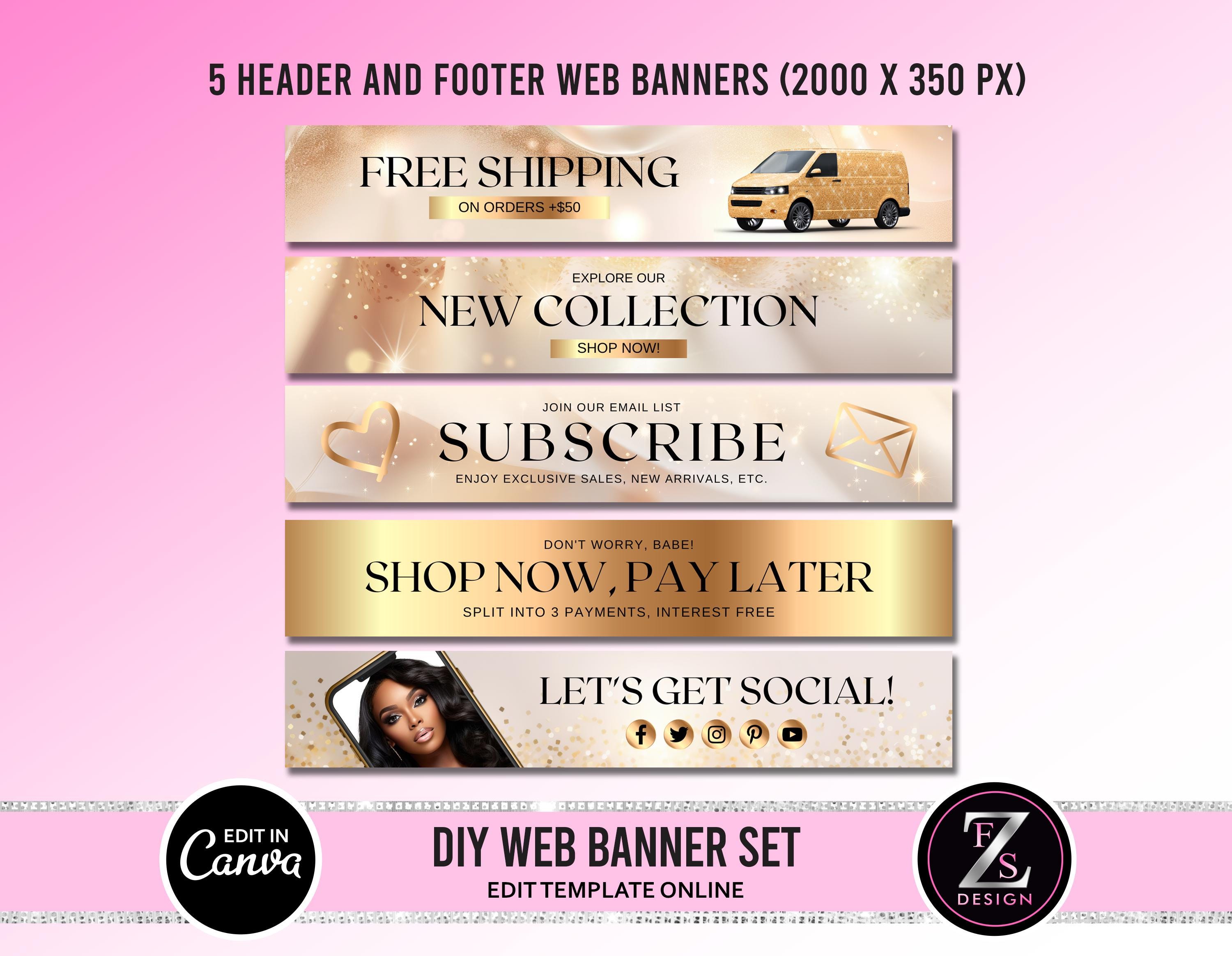 DIY Web Banners Set, 15 Website Banners Beauty Artist Hair Nails ...