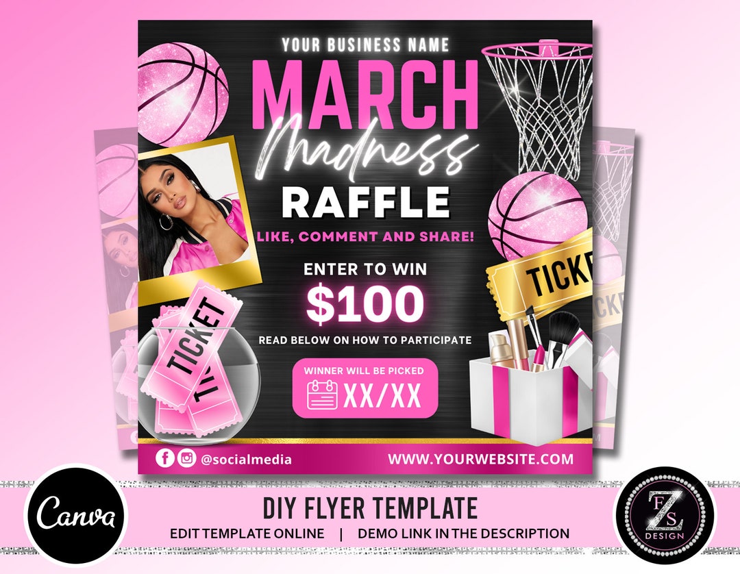 March Madness Raffle Giveaway Flyer, DIY March Flyer, Giveaway Flyer ...