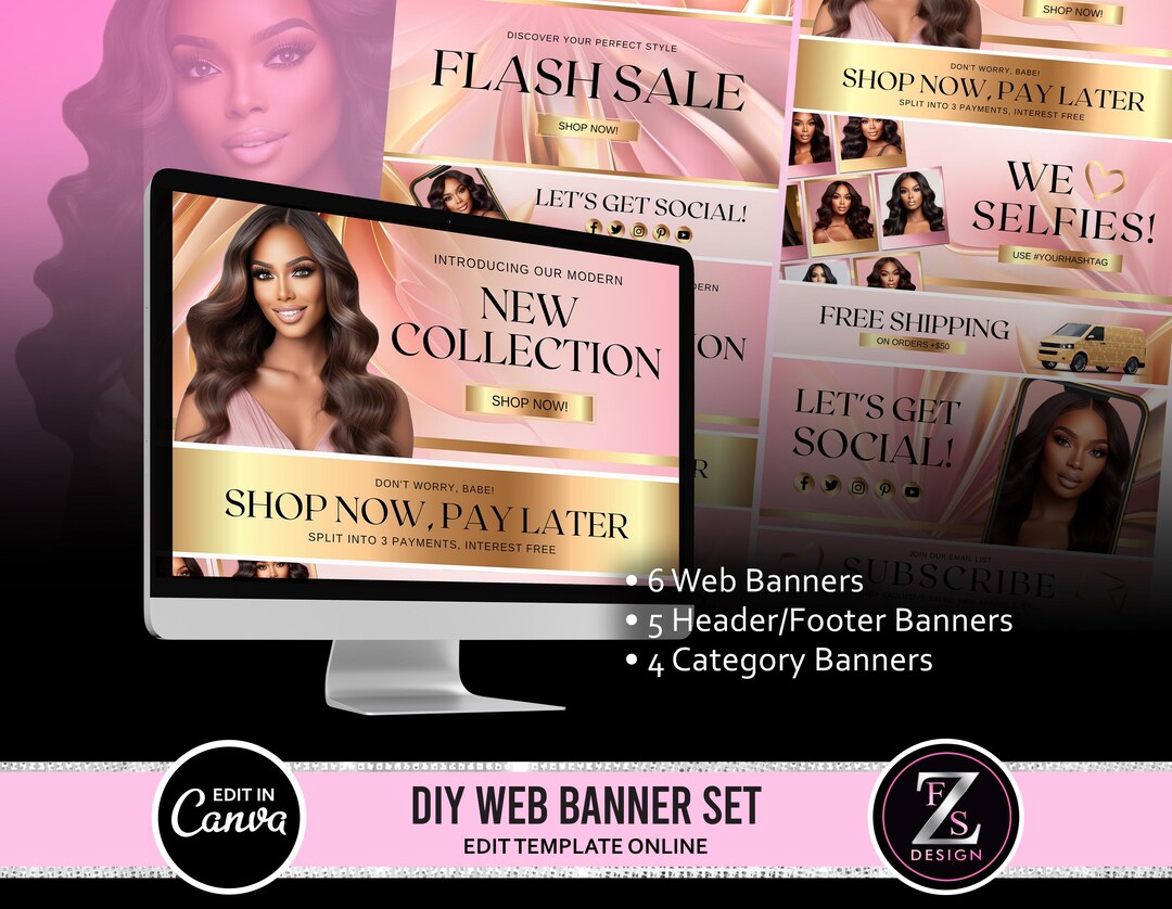 DIY Web Banners Set, 15 Website Banners Beauty Artist Hair Nails ...