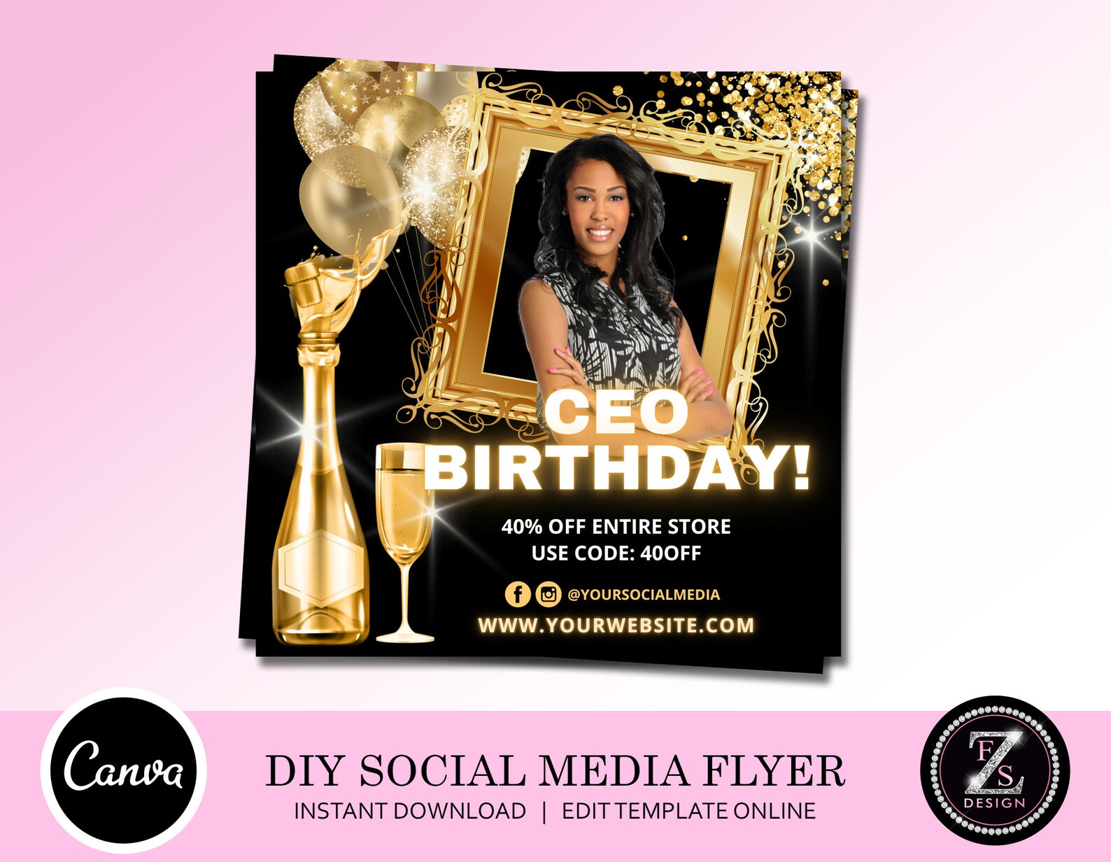 CEO Birthday Flyer DIY Celebration Sale Social Media - Etsy