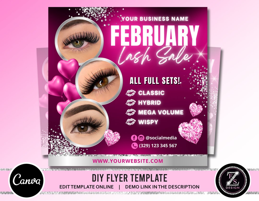 February Lash Sale Flyer, V-day Flyer, DIY Lash Extensions Flyer ...