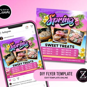 Spring Bake Sale Flyer, Bakery Flyer, Spring Sweet Treats Flyer, Spring ...