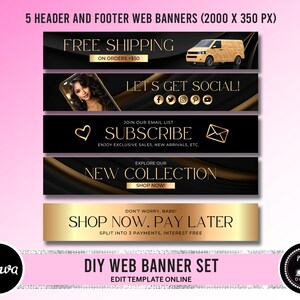 DIY Web Banners Set, 15 Website Banners Beauty Artist Hair Nails ...