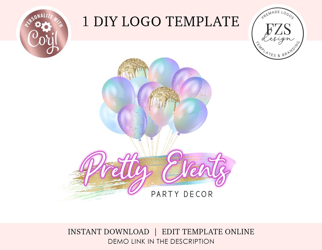 Party Decor Logo Balloons Logo Events Logo Diy Logo Holographic Logo ...