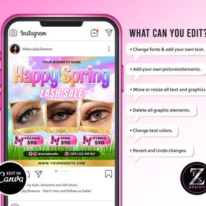 Spring Lash Sale Flyer, DIY Lash Extensions Flyer, Beauty Lash Deals ...