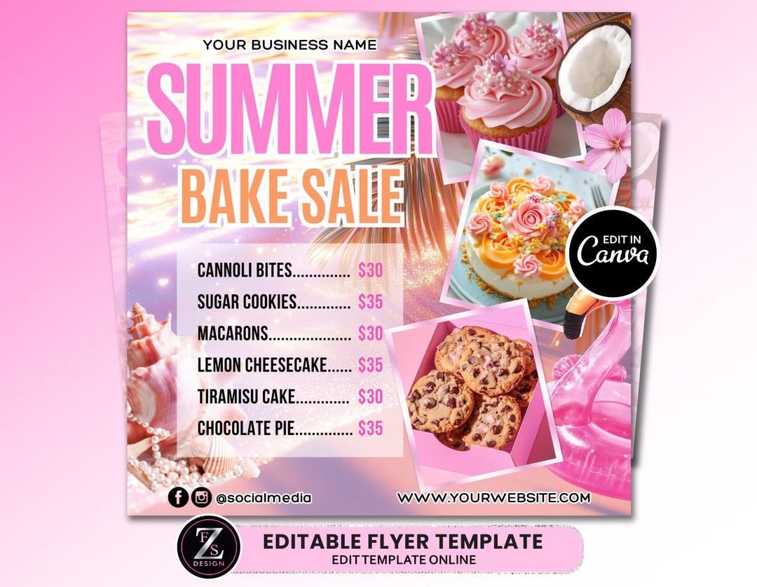 Summer Bake Sale Flyer, Bakery Flyer, Sweet Treats Flyer, Summer Flyer ...