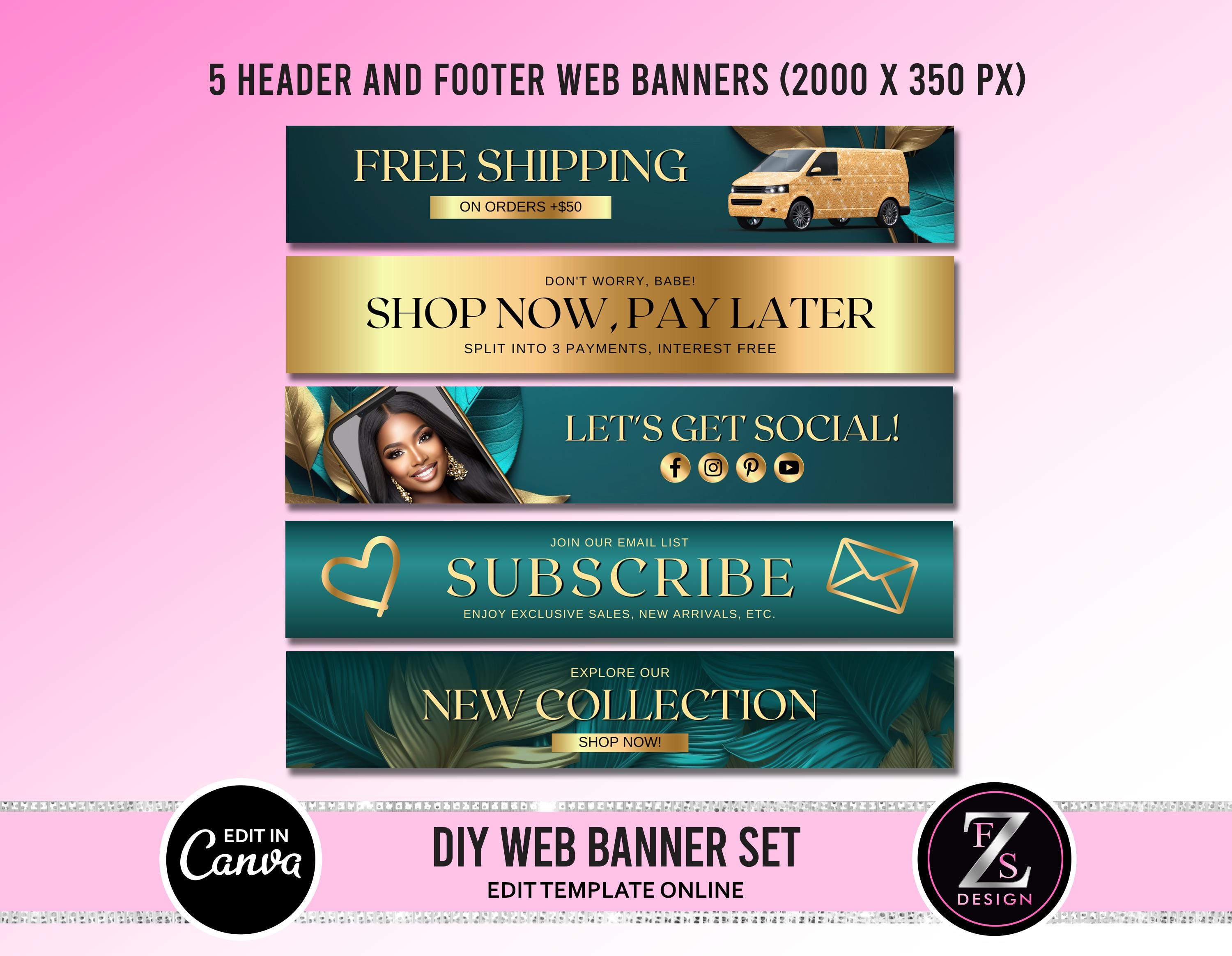 DIY Web Banners Set, 15 Website Banners Beauty Artist Hair Nails ...