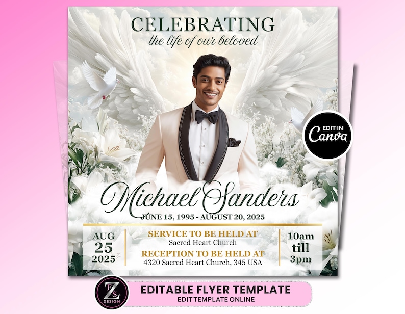 Memorial Funeral Announcement Flyer, Rest in Peace Flyer, Celebration ...