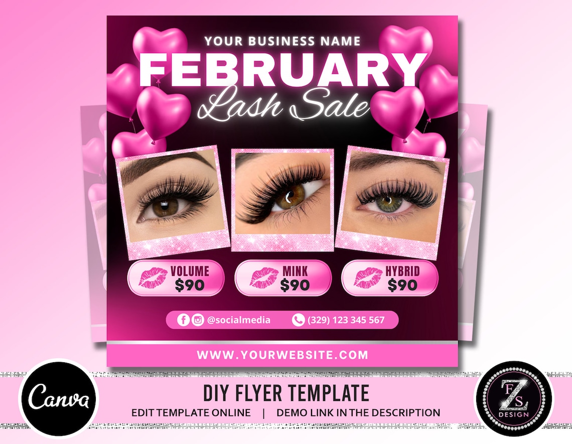 February Lash Sale Flyer V-day Flyer DIY Lash Extensions - Etsy