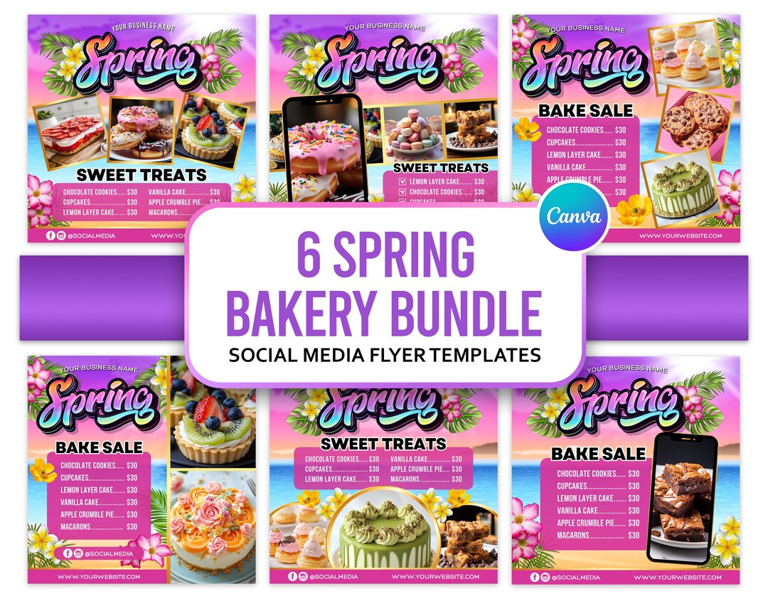 Spring Bakery Bundle Flyer, Bake Shop Price List Template, Spring ...