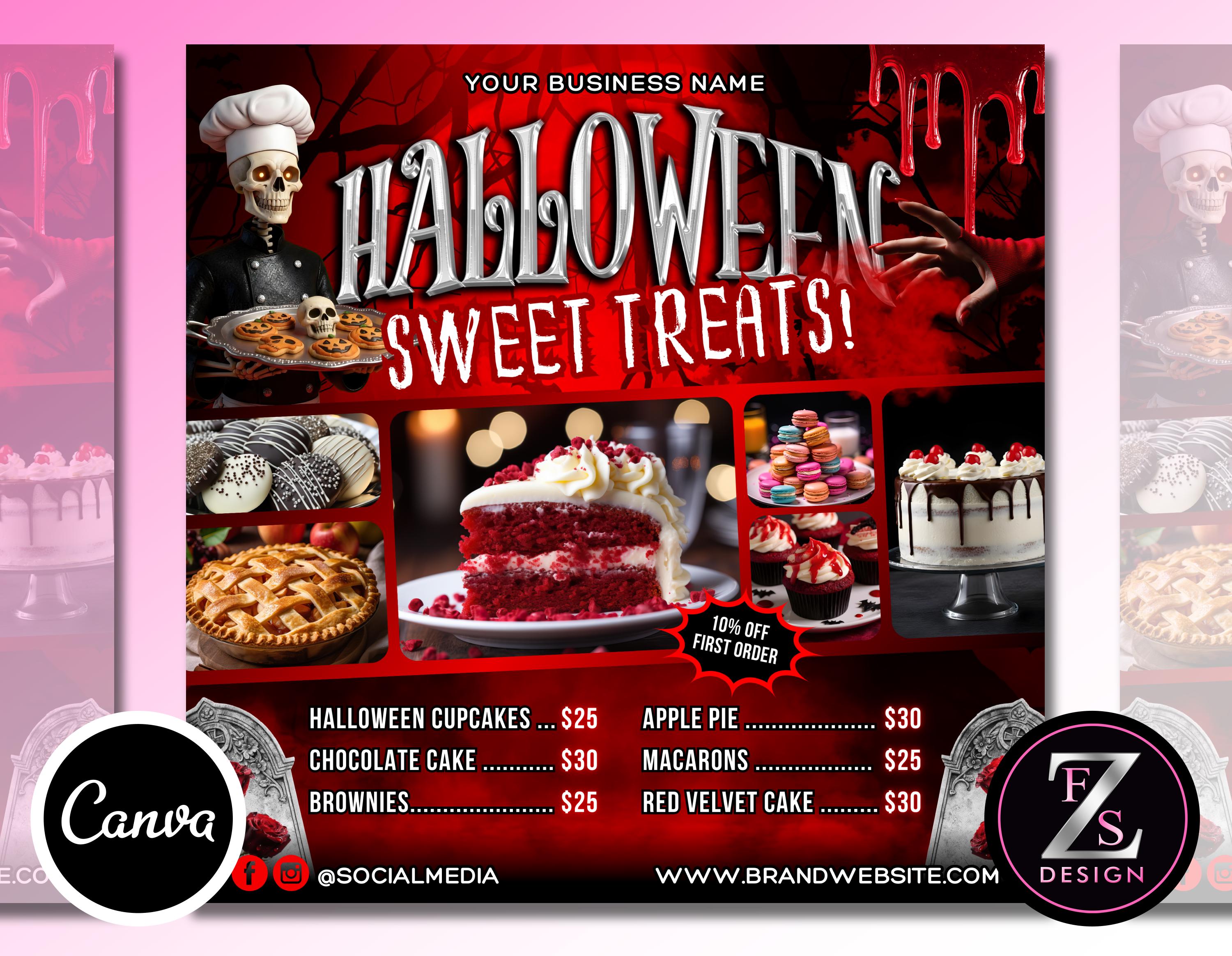 Halloween Bakery Flyer, October Sweet Treats Flyer, Bake Sale Flyer ...