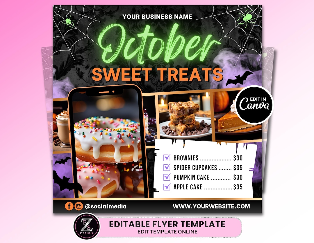 October Bake Sale Flyer, Bakery Flyer, October Sweet Treats Flyer ...