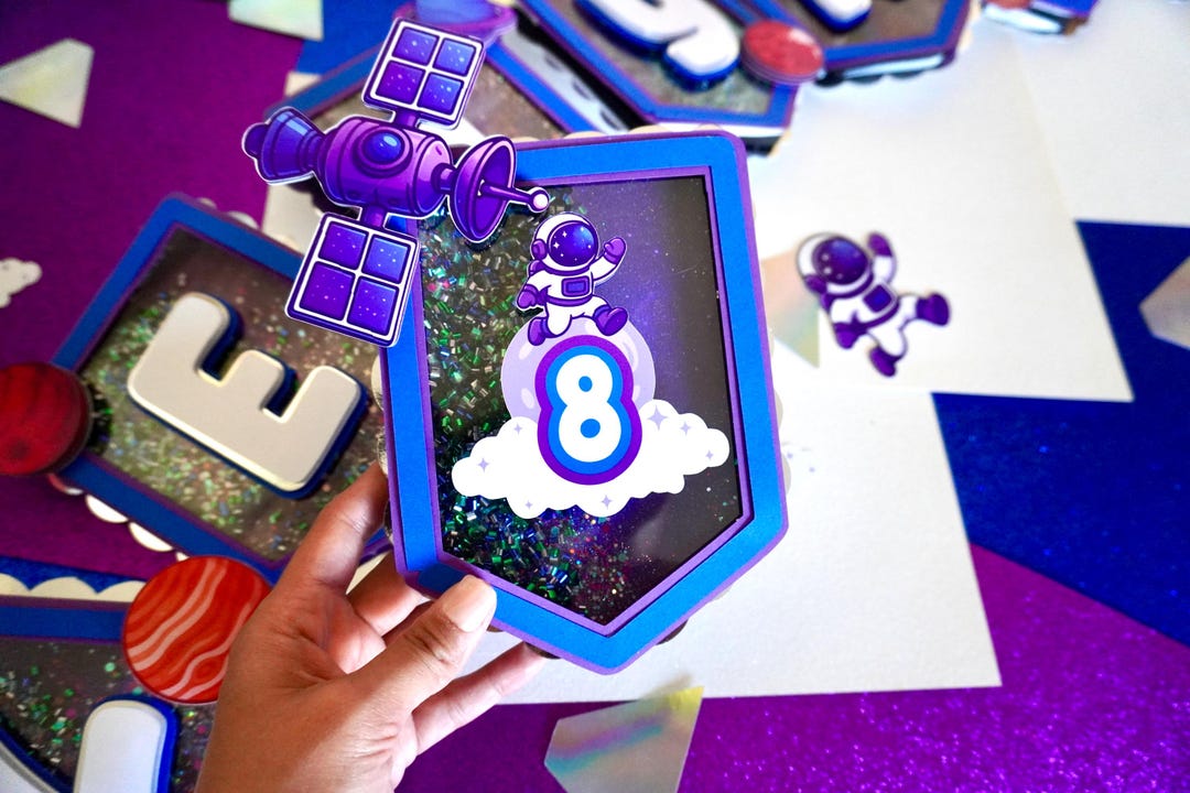 Outer Space Shaker Birthday Banner | Galaxy Theme Party Decor - Etsy