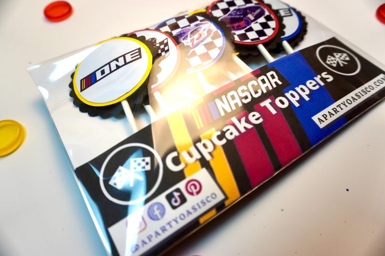 Race Car Cupcake Toppers | Checkered Flag Birthday Party Decor - Etsy
