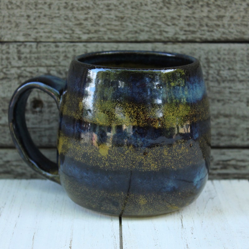 Blue and Gold Mug - Etsy