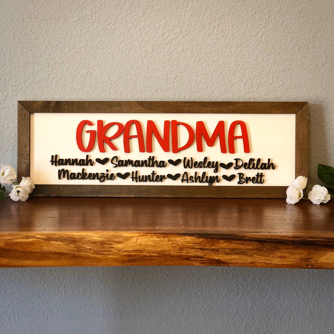 Grandma Name Sign, Wood Grandma Sign, Mother’s Day Sign, Gift for Mom ...