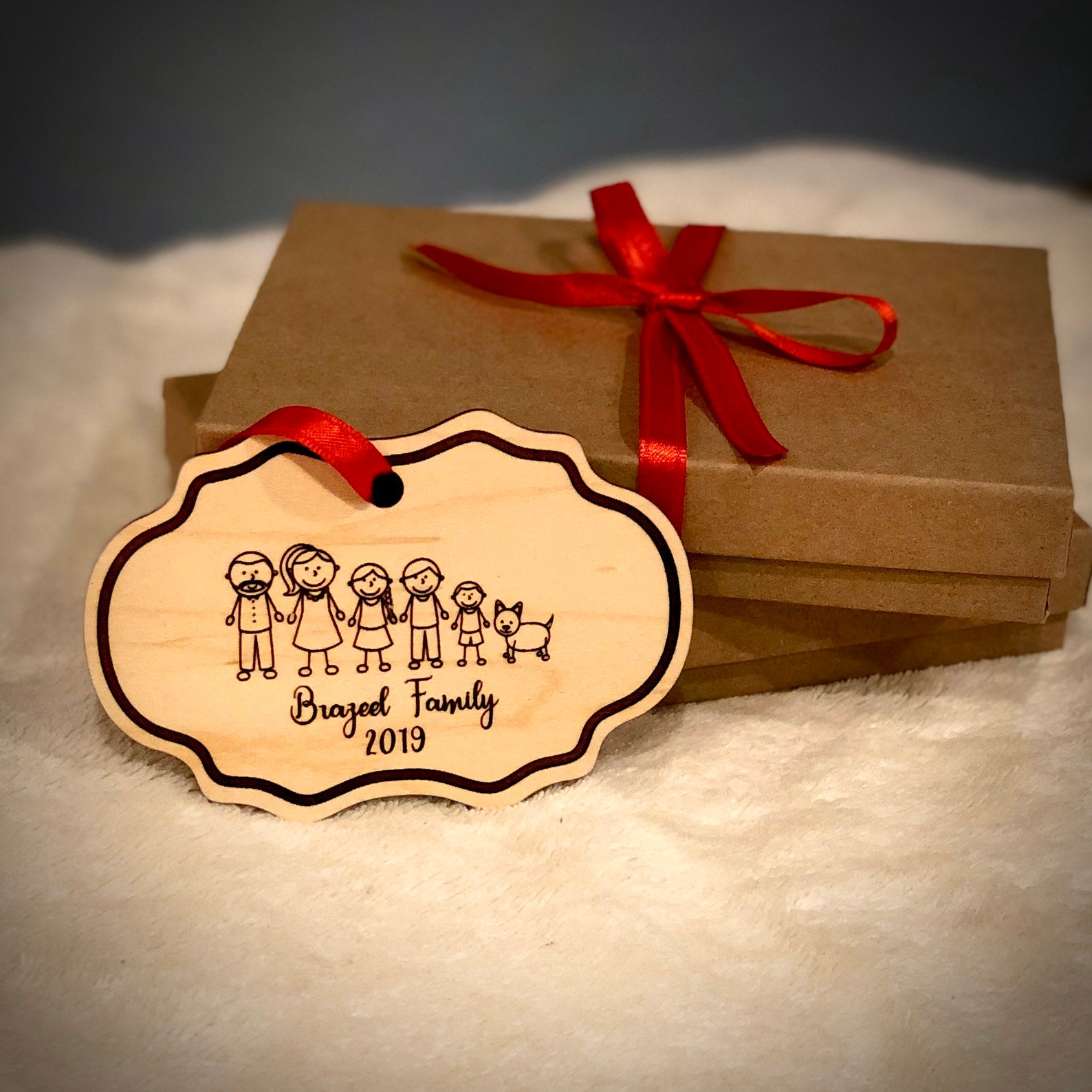 Personalized Wood Engraved Stick Family Ornament | Etsy