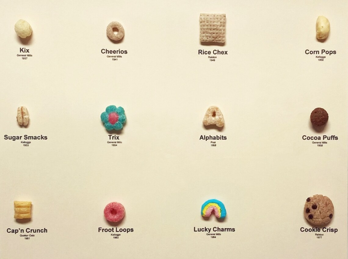 The Original Framed History of Breakfast Cereal Wall Art - Etsy