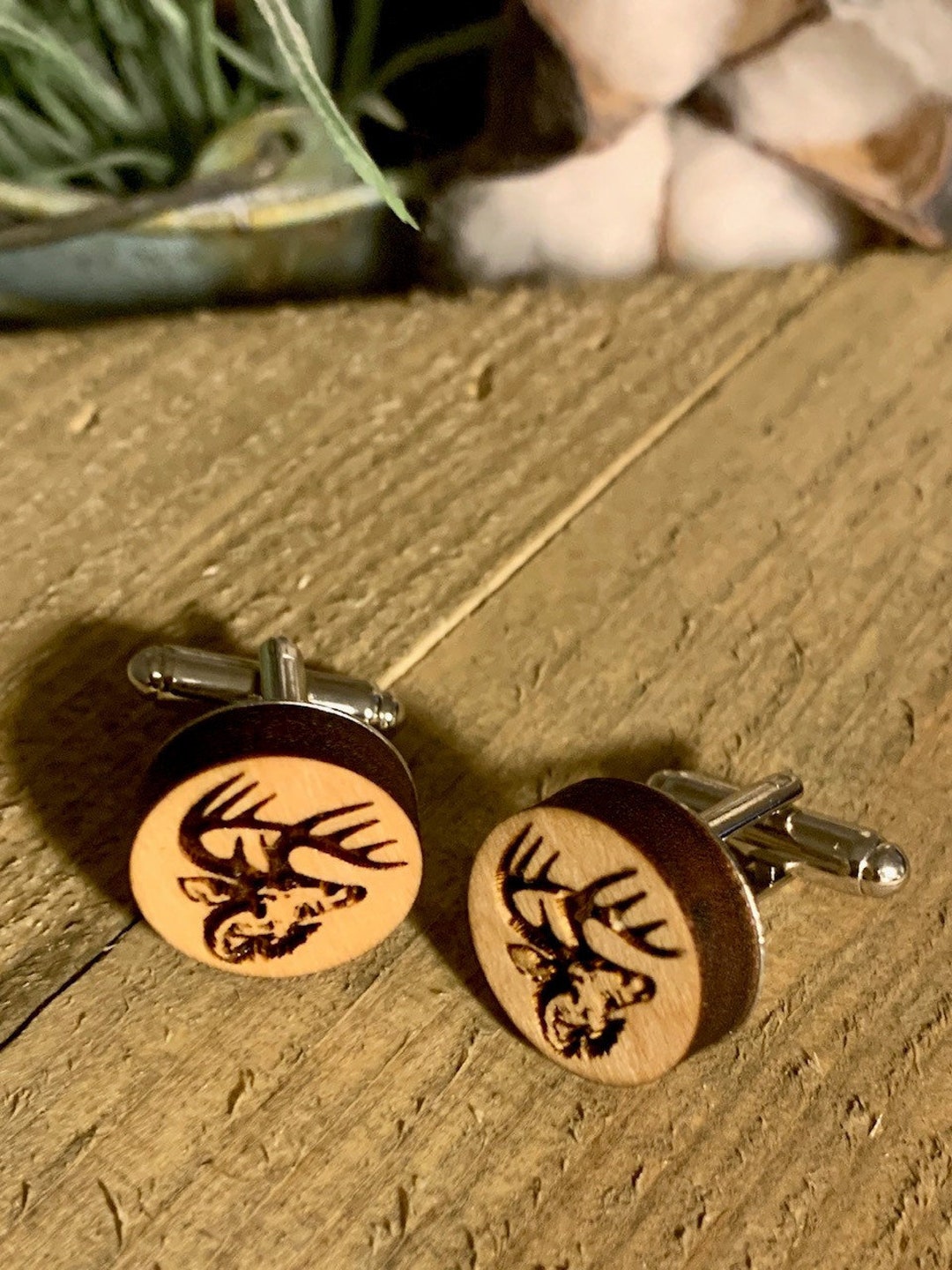 Wood Laser Cut Deer Buck Design Cufflinks - Etsy