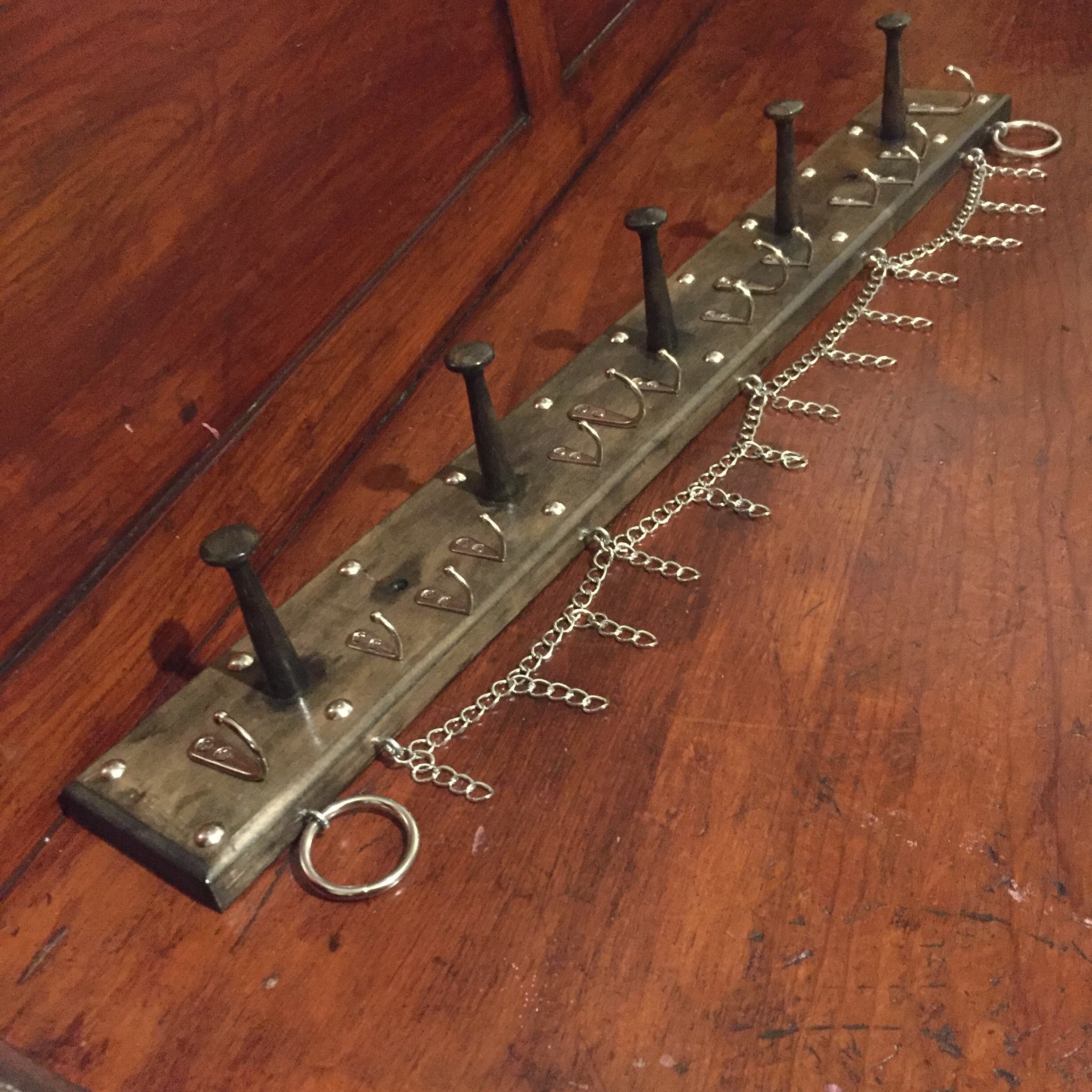 paddles Whips 27 Hook Board w/ Decorative jewelry chain Wall rack for ...