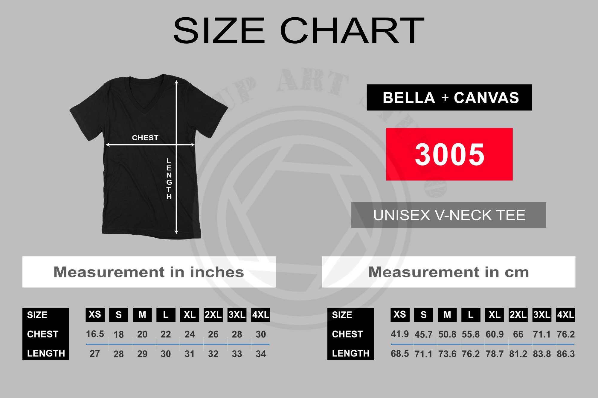Bella Canvas 3005 Size Chart Unisex V-neck Size Chart Best - Etsy