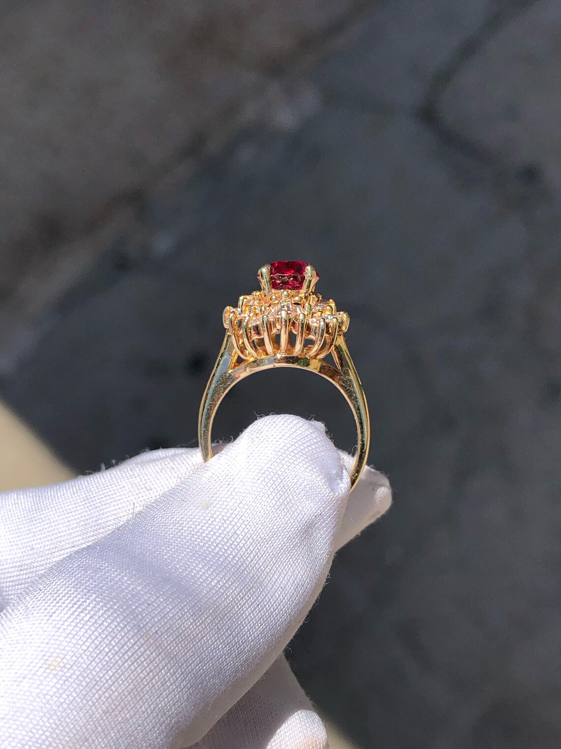 Vintage Ruby Diamond Cocktail Ring - Etsy