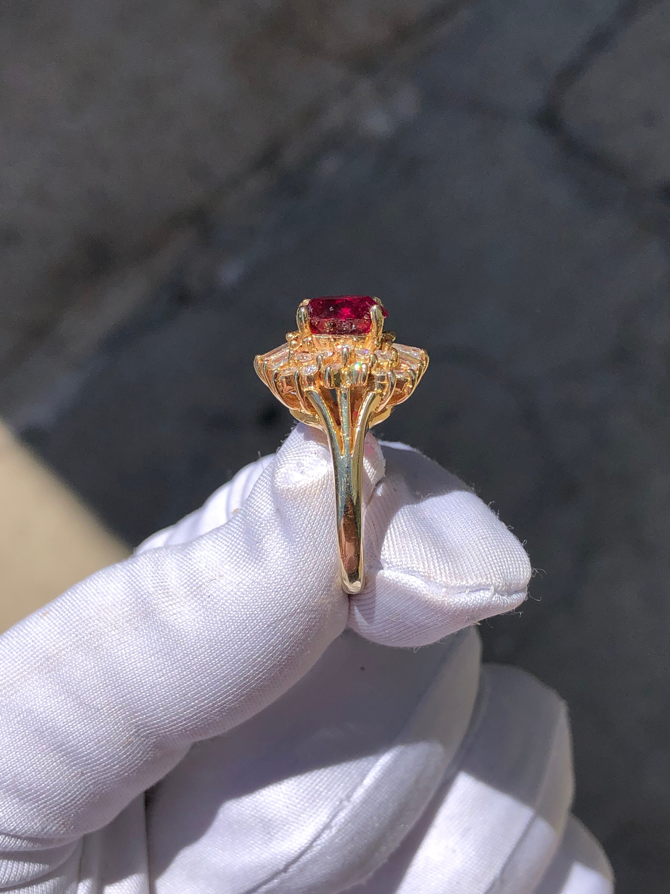 Vintage Ruby Diamond Cocktail Ring - Etsy