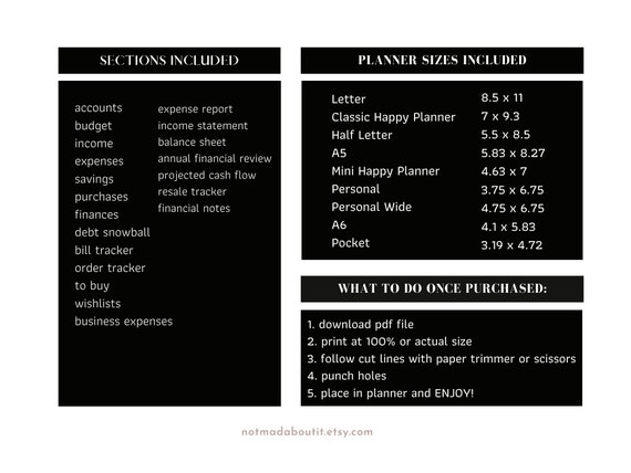 Paper & Party Supplies Mini Hp Half Letter Sectioning Minimal planner ...