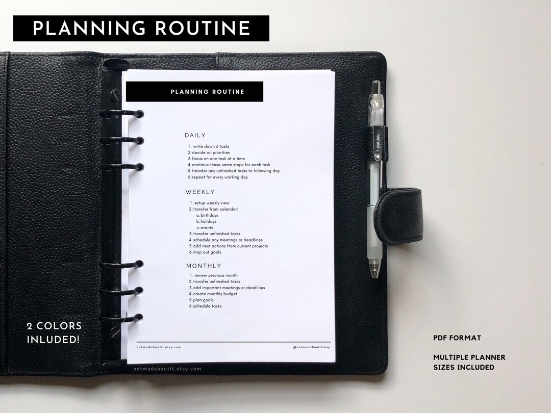 Planning Routine Checklist, CEO Set, Planner Divider, Minimal Planner ...