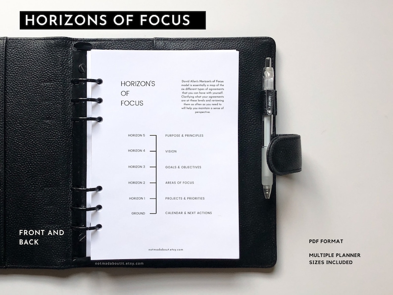 Horizons of Focus David Allen GTD CHART Planner Minimal - Etsy