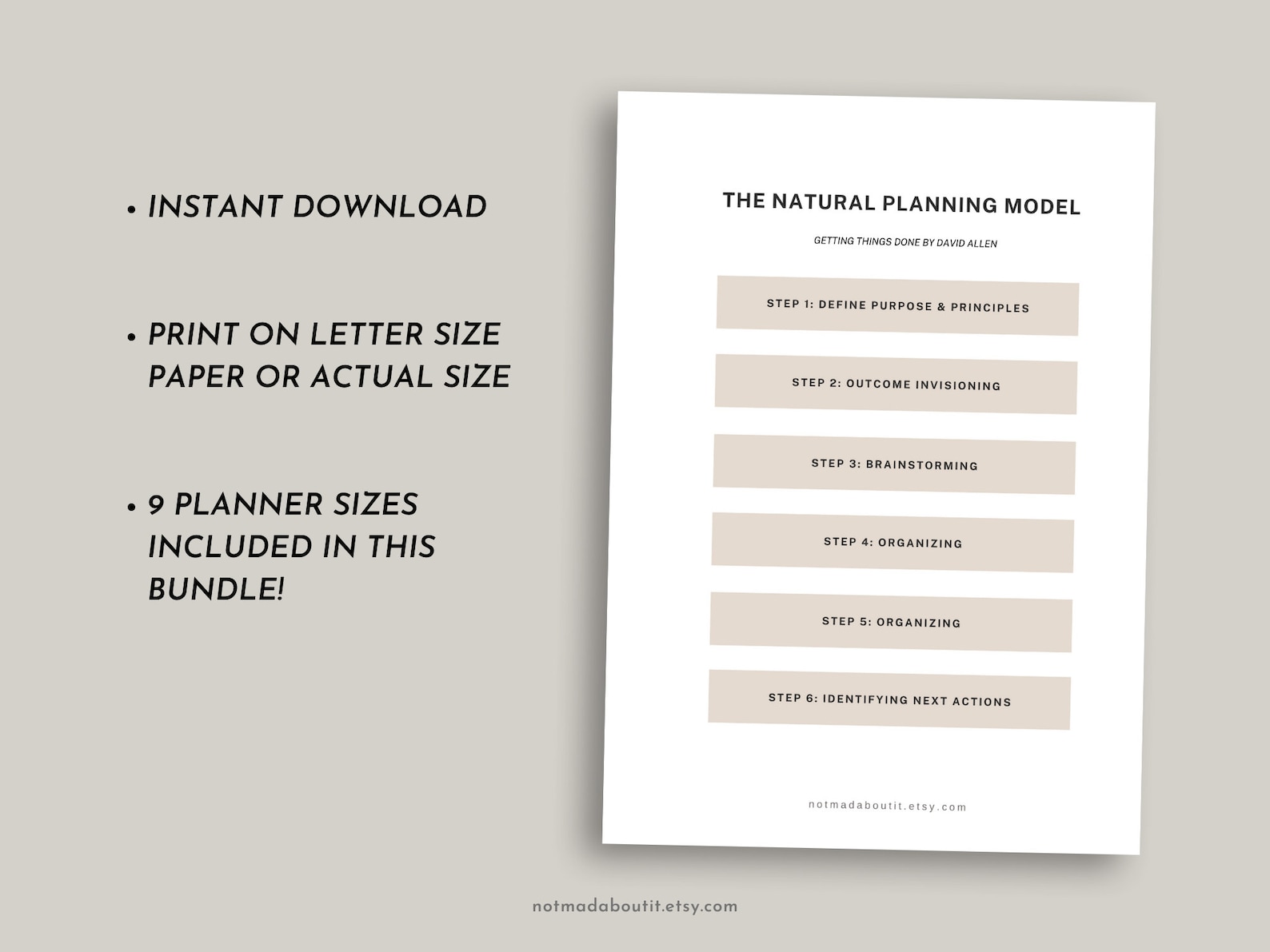 Natural Planning Model Checklist, CEO Set, Planner Divider, Minimal ...