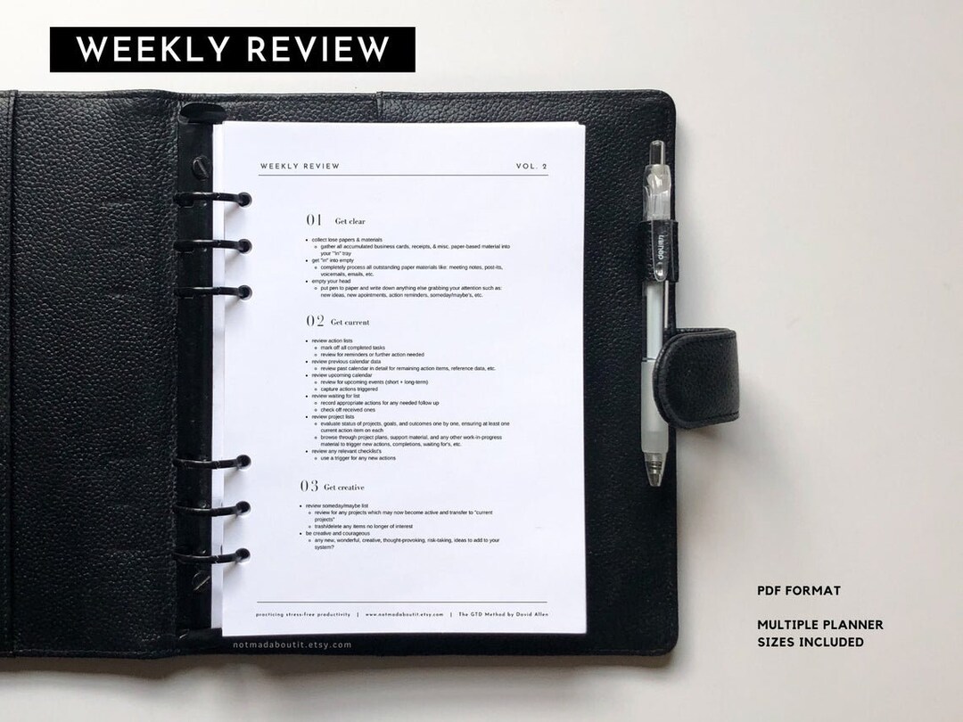 Printable Planner Dashboards, WEEKLY REVIEW Planner Divider, Minimal ...