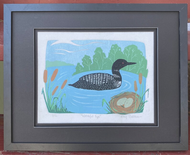 Loon Linocut Reduction Print - Etsy