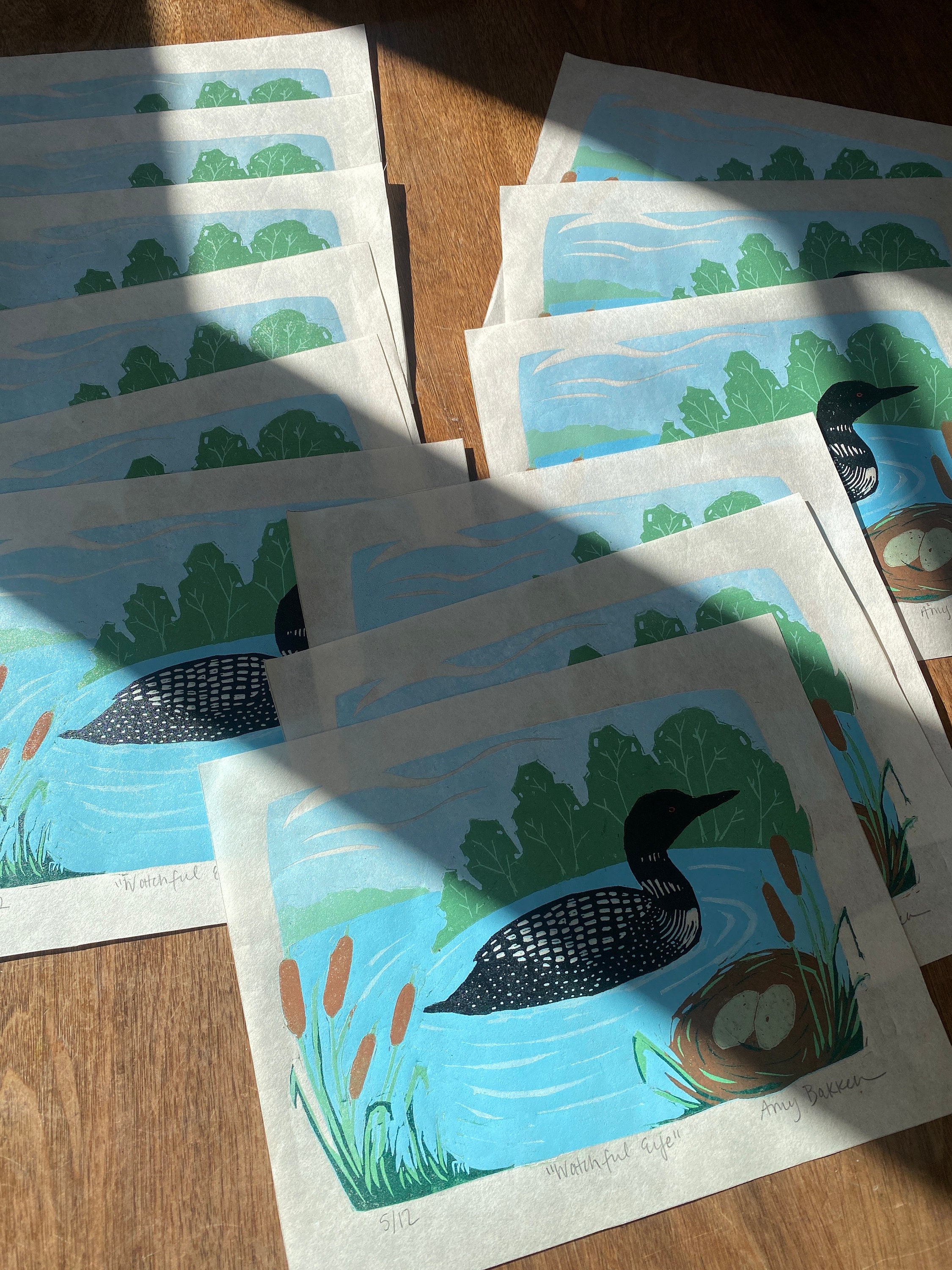 Loon Linocut Reduction Print - Etsy