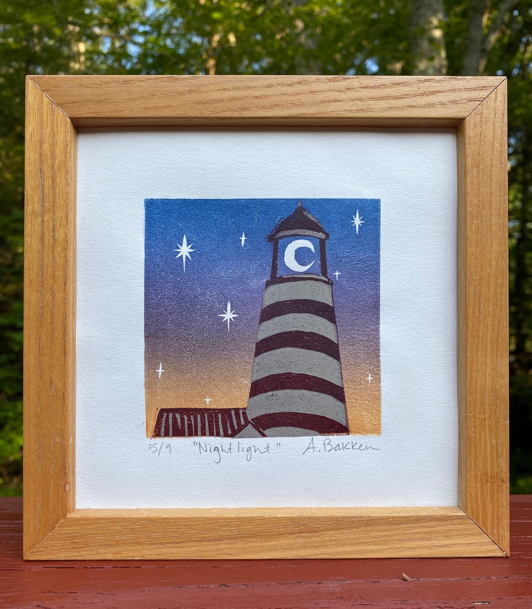 Original Handmade Lighthouse Linocut Print - Etsy