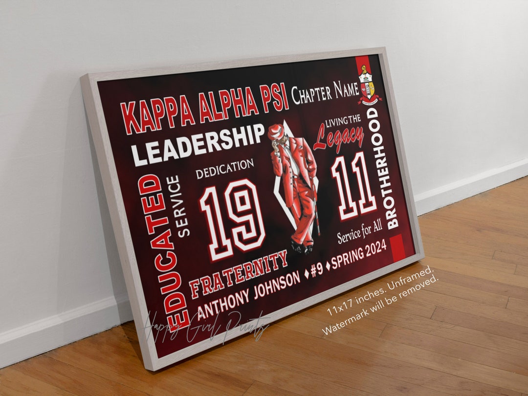 Kappa Alpha Psi Personalized Wall Art, Crimson and Cream Kappa Crossing ...