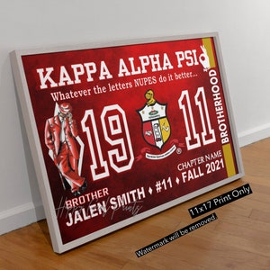 Kappa Alpha Psi Personalized Wall Art, Crimson and Cream Kappa Crossing ...