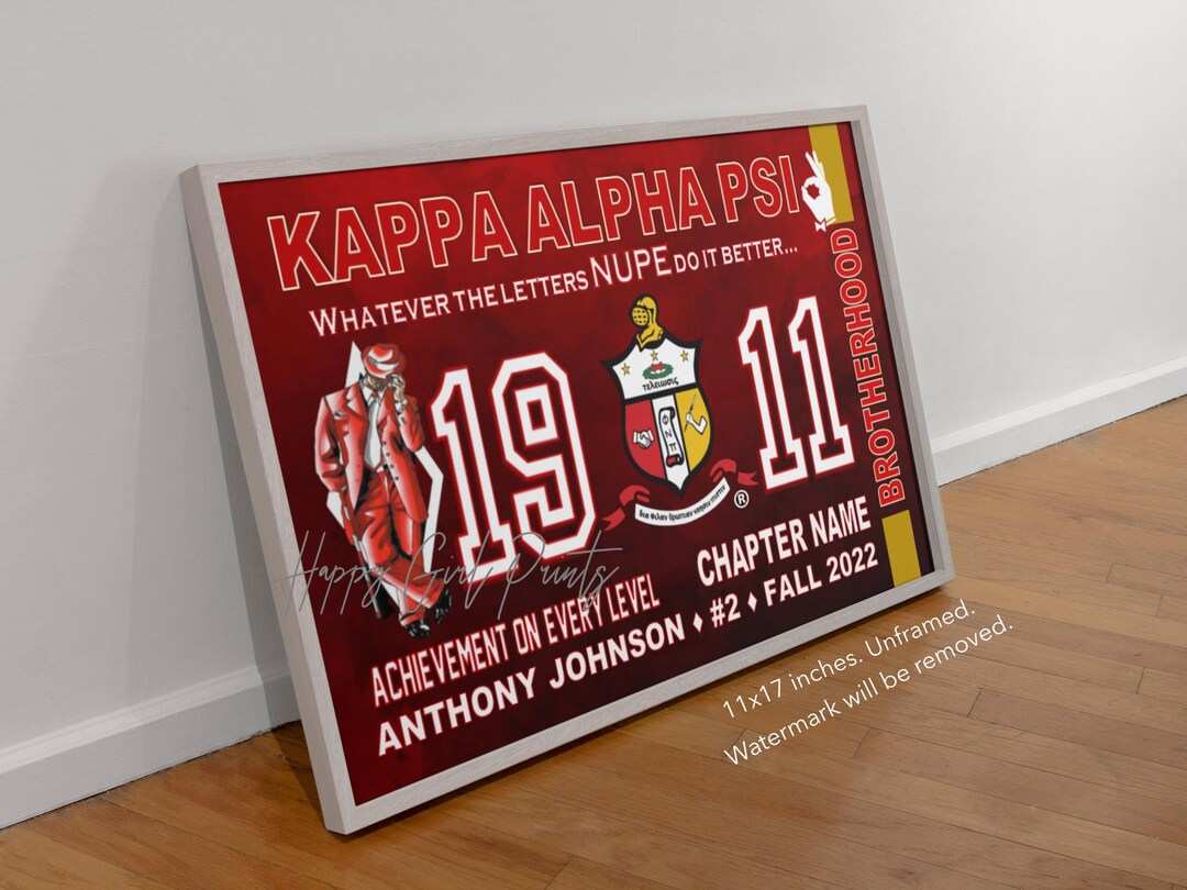 Kappa Alpha Psi Personalized Wall Art, Crimson and Cream Kappa Crossing ...