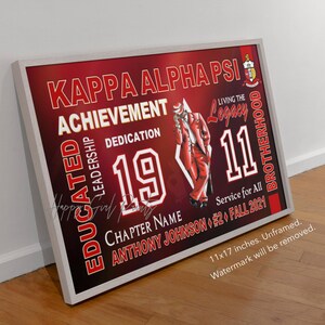 Kappa Alpha Psi Personalized Wall Art, Crimson and Cream Kappa Crossing ...