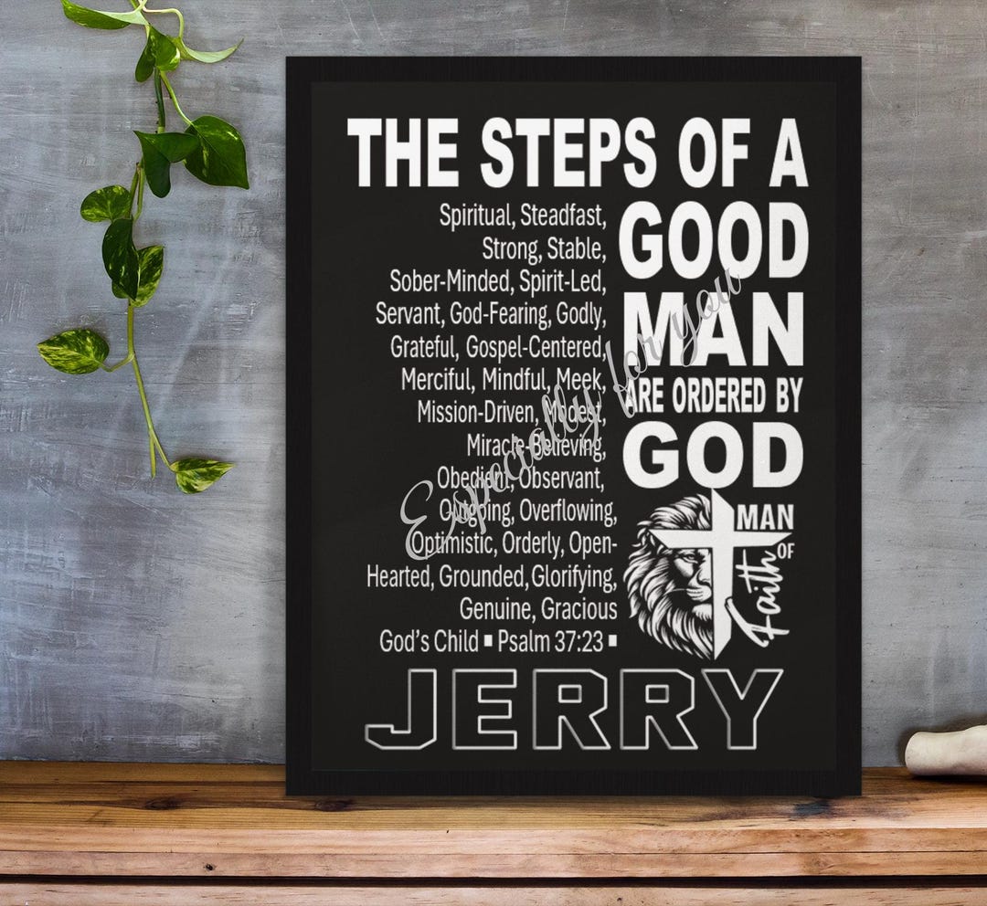 Personalized Steps of a Good Man, Bible Verse, Inspirational Wall Art ...