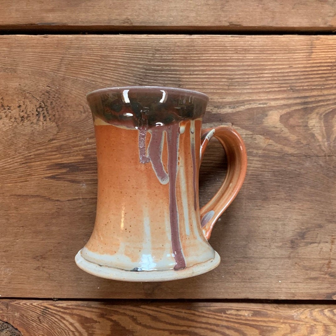 Hourglass Mug With Shino Glaze & Purple Drip Handmade - Etsy