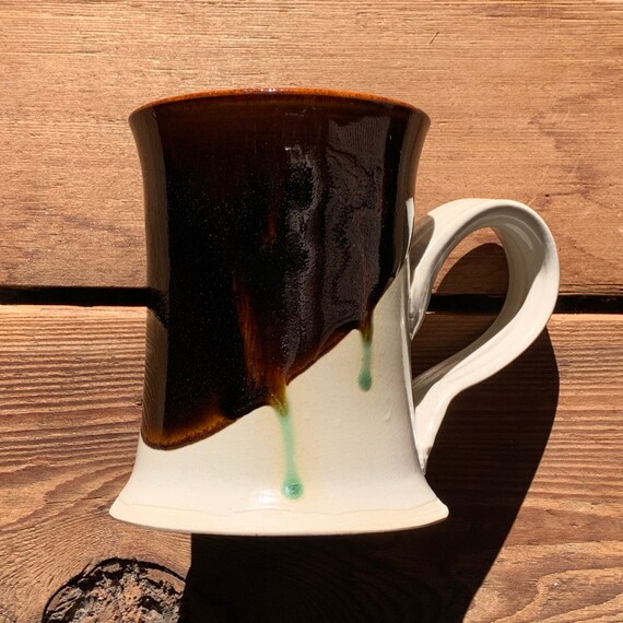 Porcelain Hourglass Mug With Jade Drip Handmade | Etsy