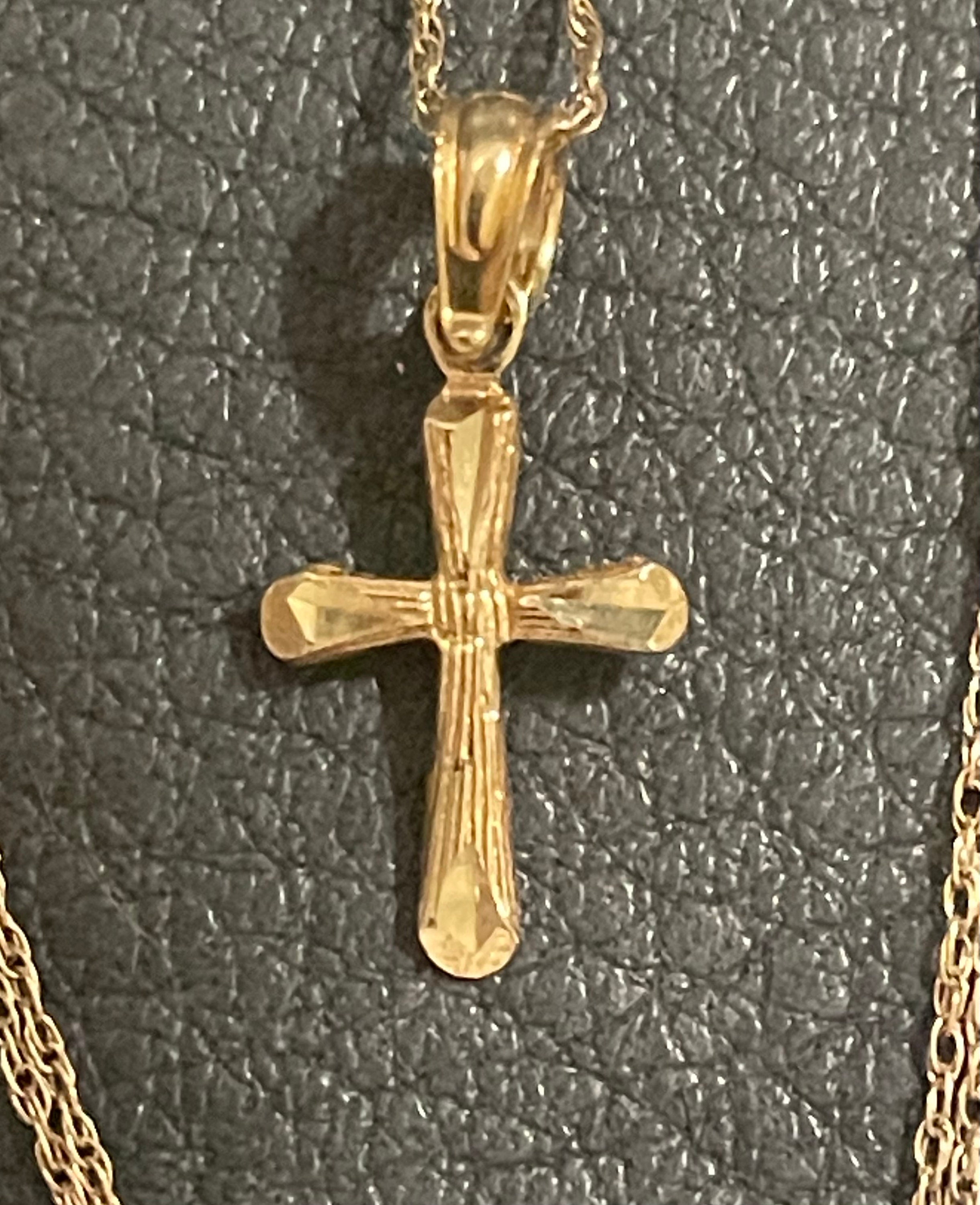 14k Gold Cross Necklace - Etsy