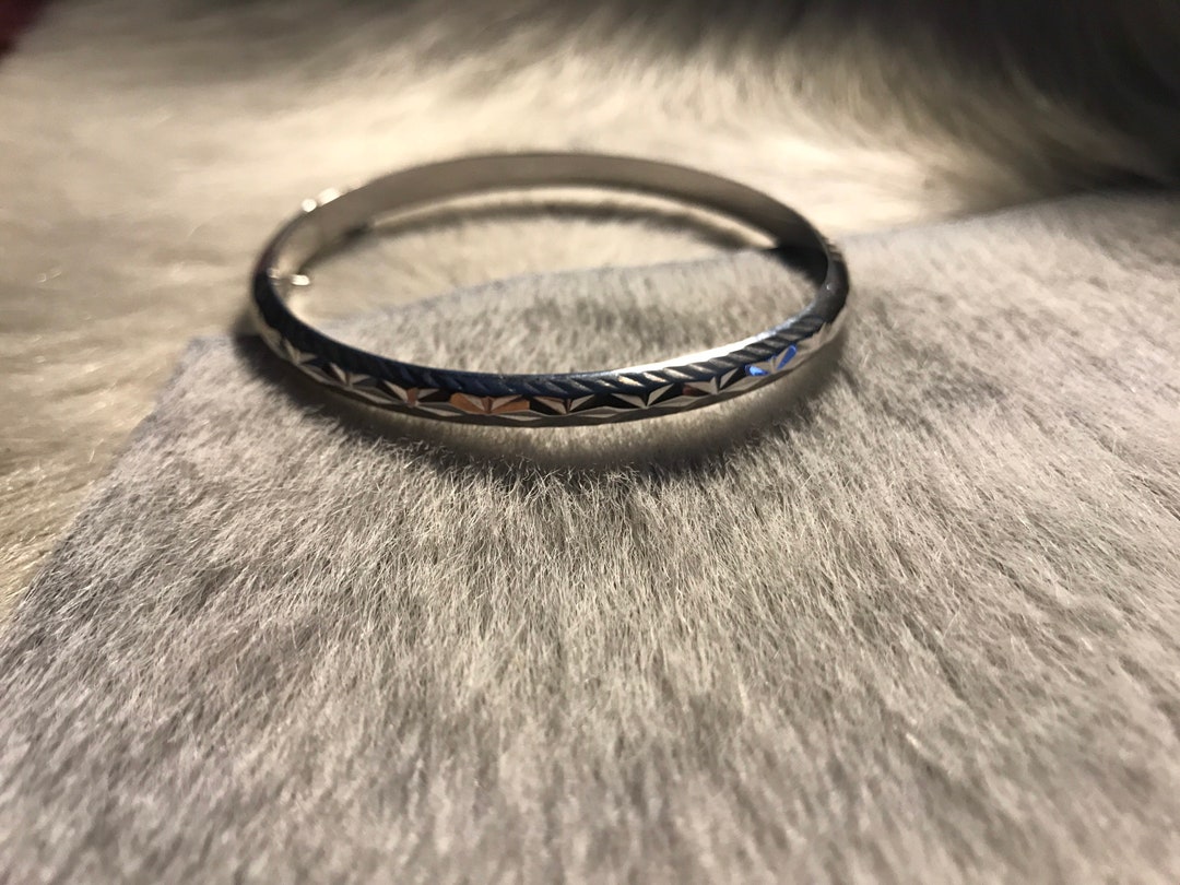 8” Sterling Silver Hinged Bangle Bracelet - Etsy