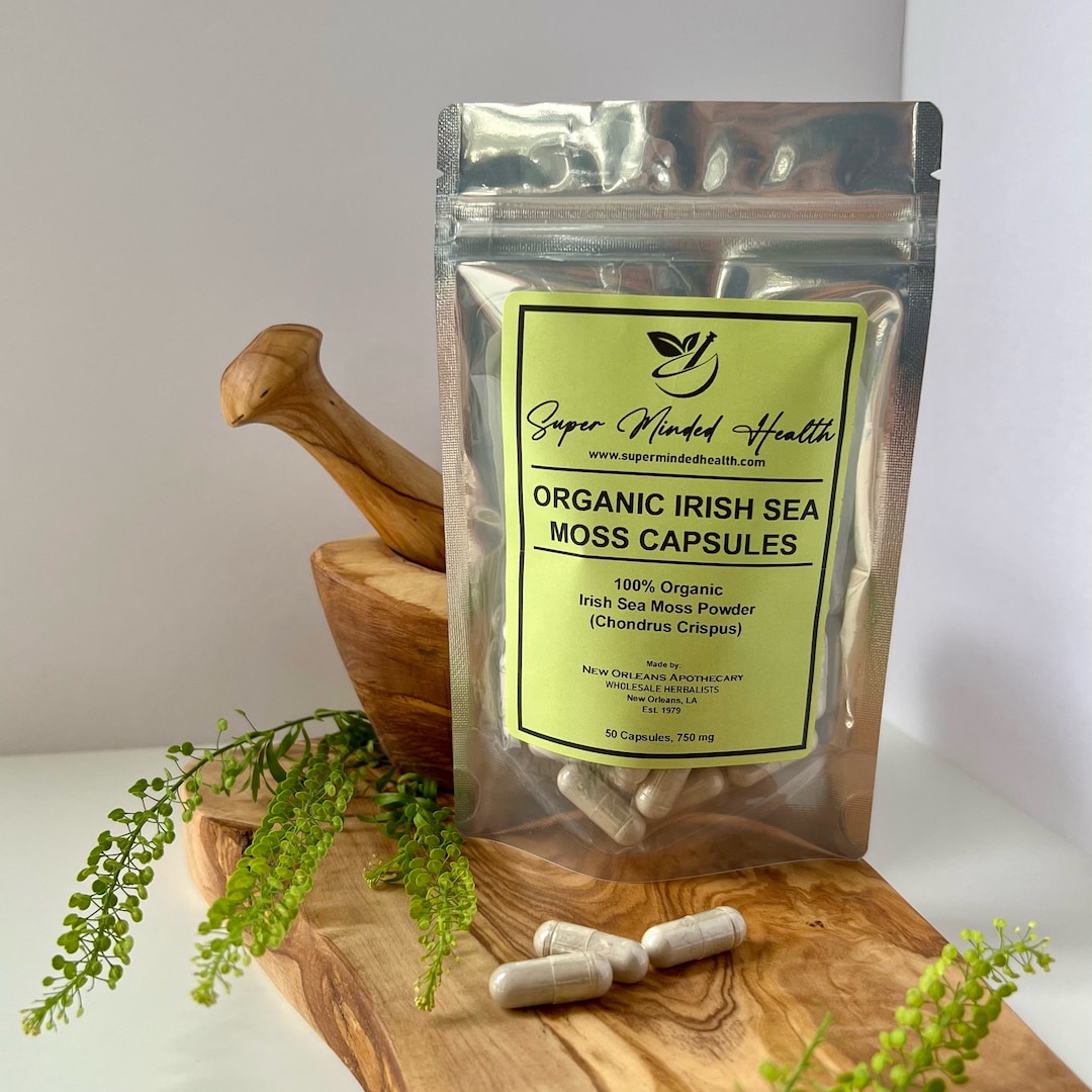 Irish Sea Moss Capsules | Organic | Chondrus Crispus | 750mg | Raw Sebi ...