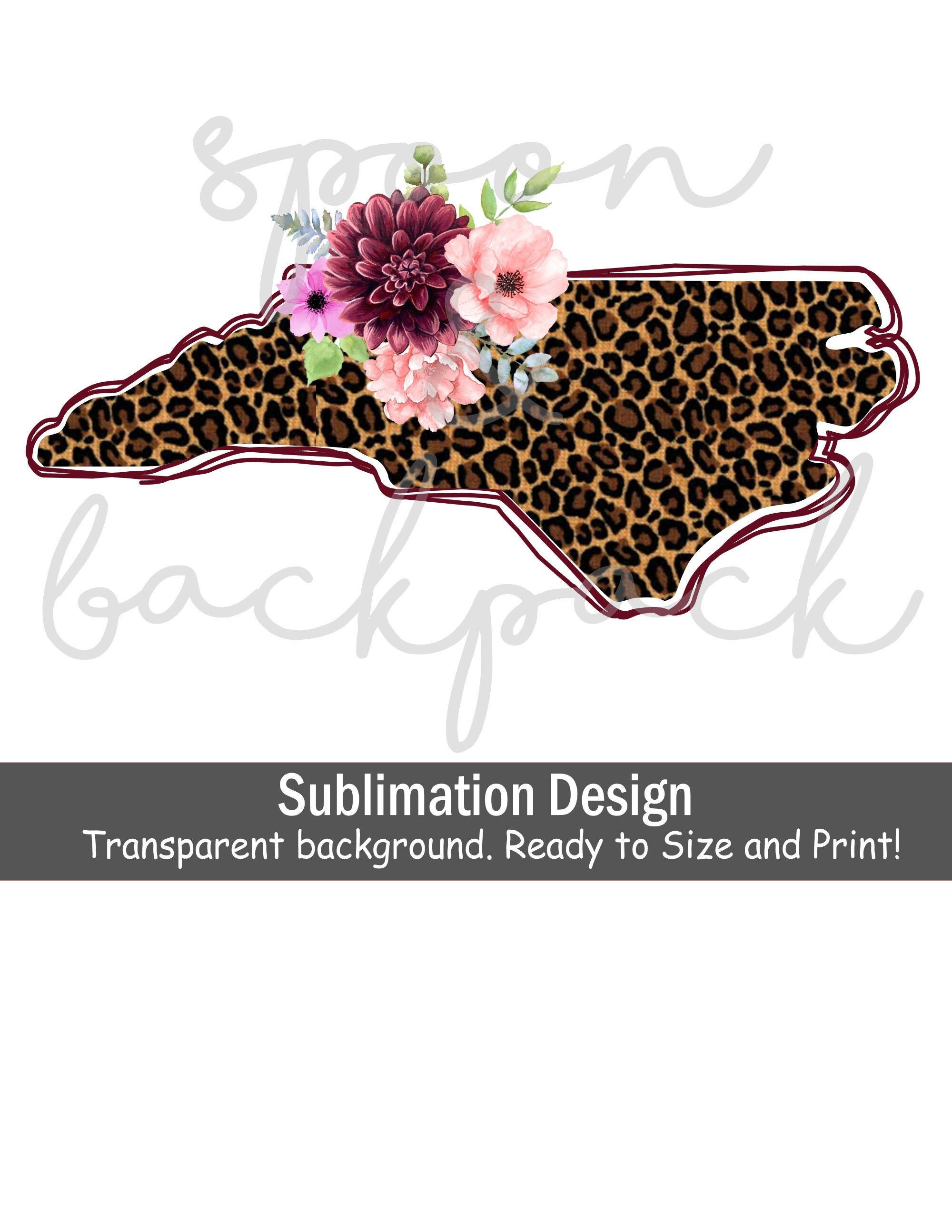 North Carolina Leopard Floral PNG Sublimation design | Etsy