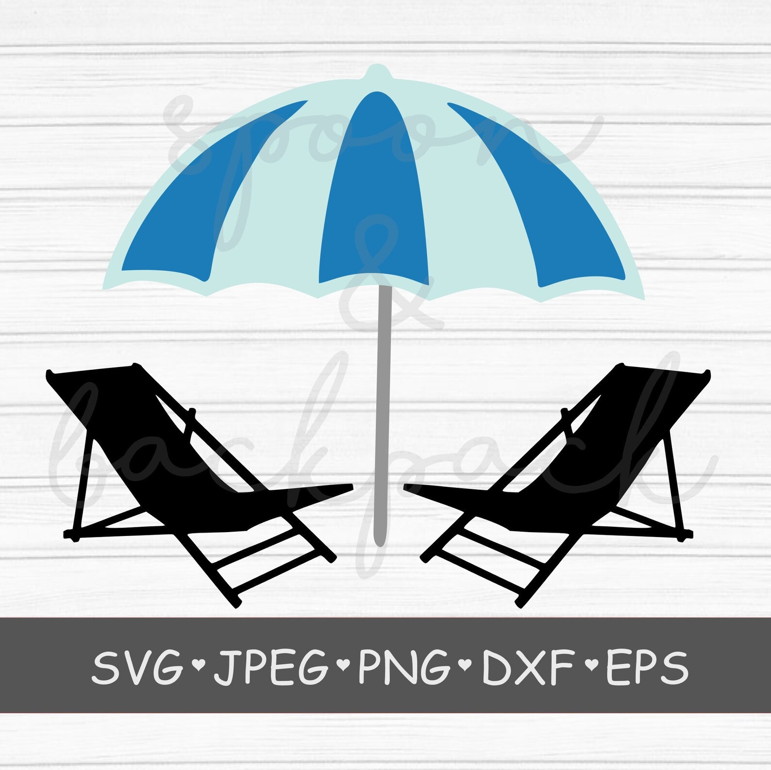 Digital beach chairs and umbrella cut file SVG-EPS-Jpeg-dxf | Etsy