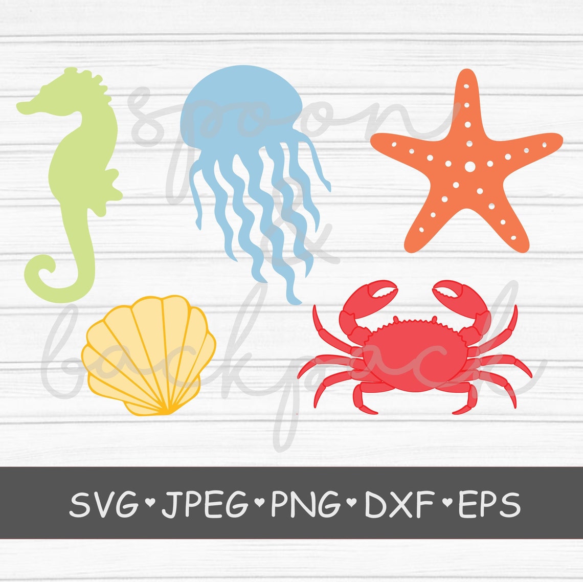 Digital Sea Creatures Cut File Svg-eps-png-jpeg-dxf Cut File - Etsy