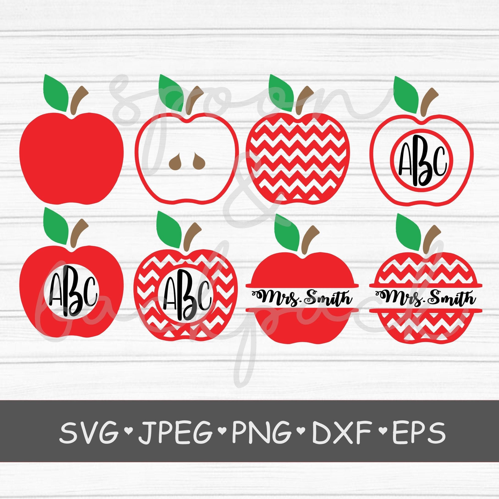Monogram Apple Cut File Teacher Svg Svg Teacher Gift Svg - Etsy